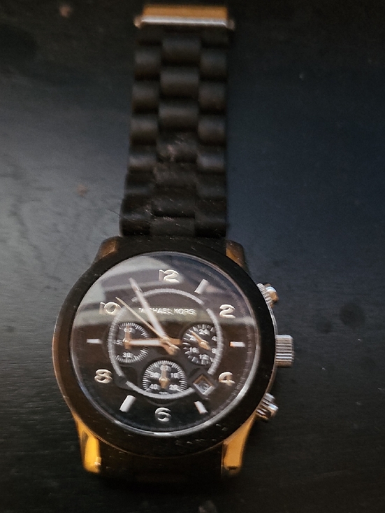 Michael Kors | Accessories | Michael Kors Black And Silver Chronograph ...